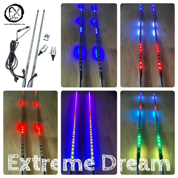 PAIR - EXTREME DREAM WHIPS – MILLAR LIGHT BARS - FX WHIPS, LLC