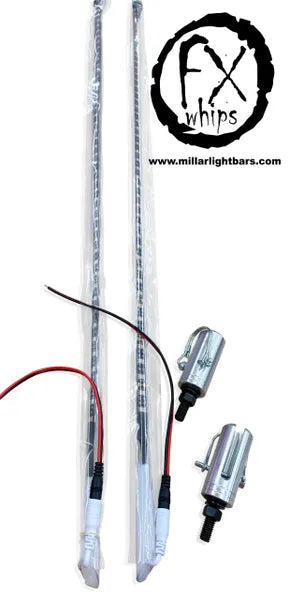*PAIR* RED LED LIGHT WHIP – MILLAR LIGHT BARS - FX WHIPS, LLC