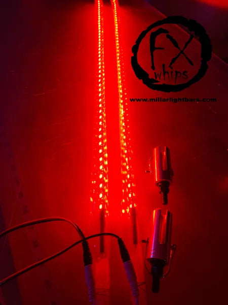*PAIR* RED LED LIGHT WHIP – MILLAR LIGHT BARS - FX WHIPS, LLC