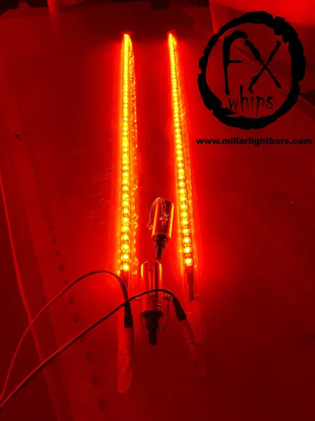*PAIR* TRUE ORANGE LED LIGHT WHIP – MILLAR LIGHT BARS - FX WHIPS, LLC
