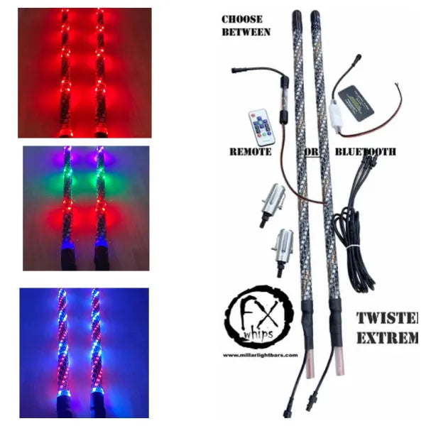TWISTED EXTREMES - PAIRS – MILLAR LIGHT BARS - FX WHIPS, LLC