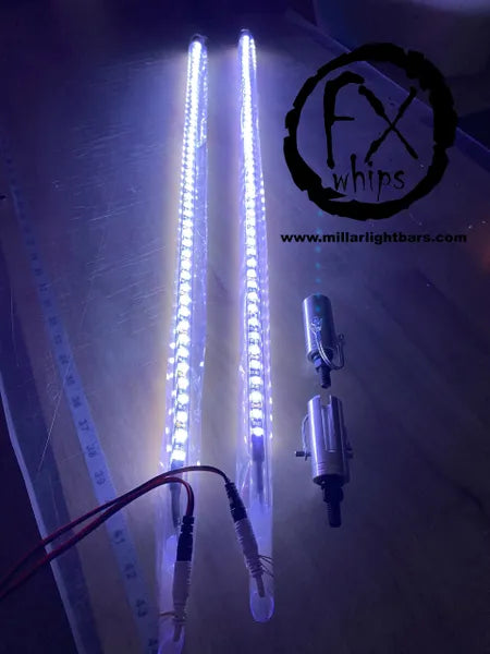 *PAIR* WHITE LED LIGHT WHIP – MILLAR LIGHT BARS - FX WHIPS, LLC